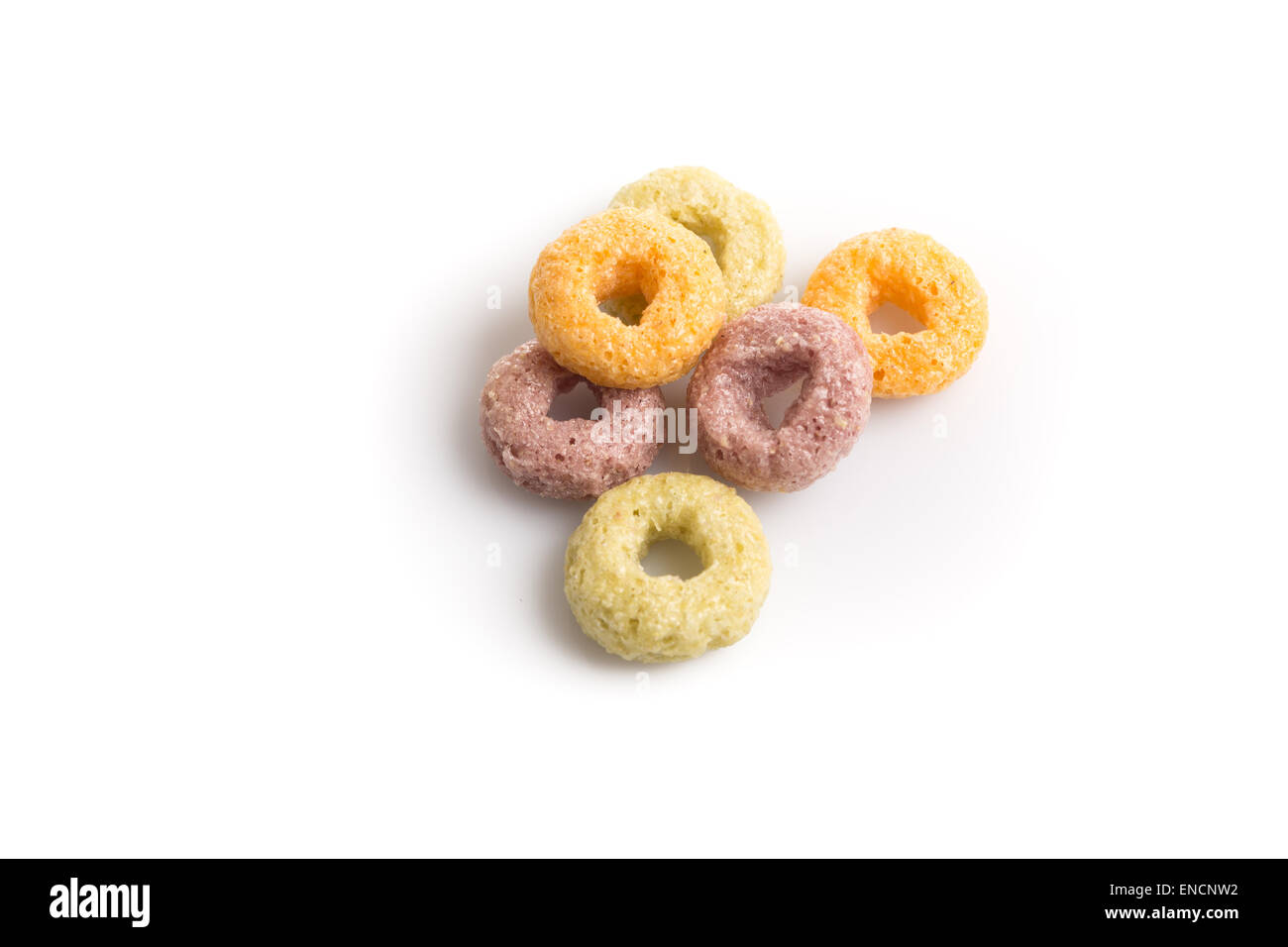 Close up image of colorful cereal against white background Stock Photo ...