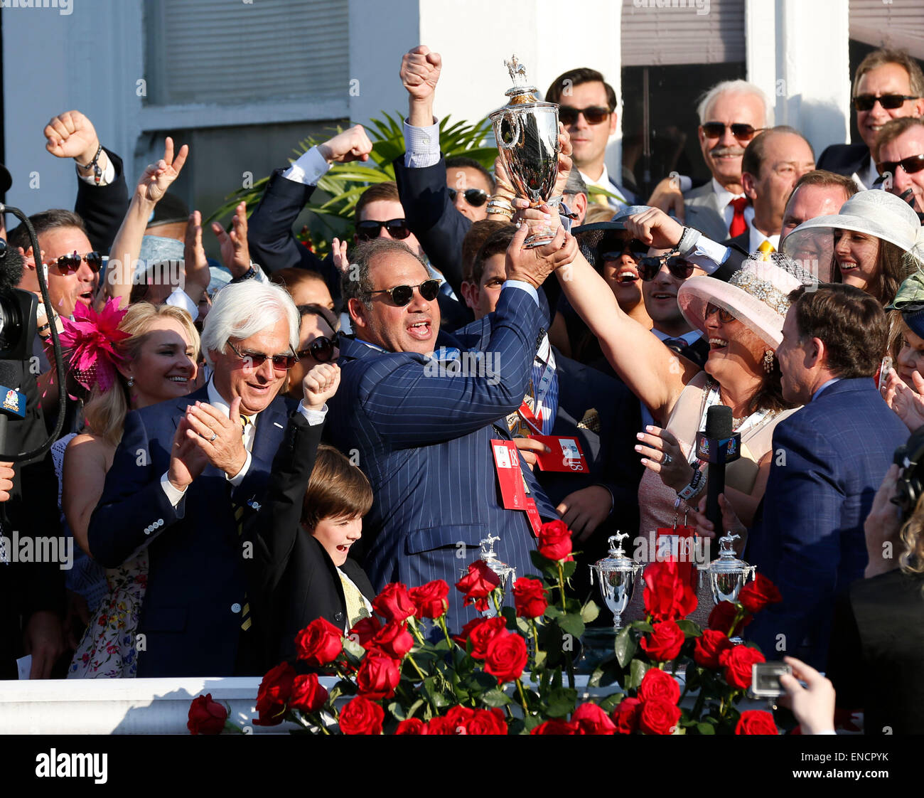 Louisville, KY, USA. 2nd May, 2015. Owner Ahmed Zayat held up the ...