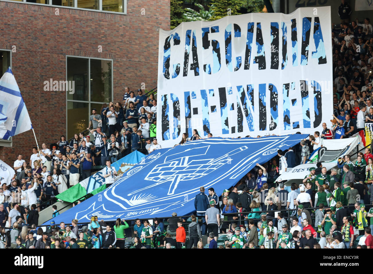 Vancouver fans unveil a Tifo. The Portland Timbers FC hosted the ...