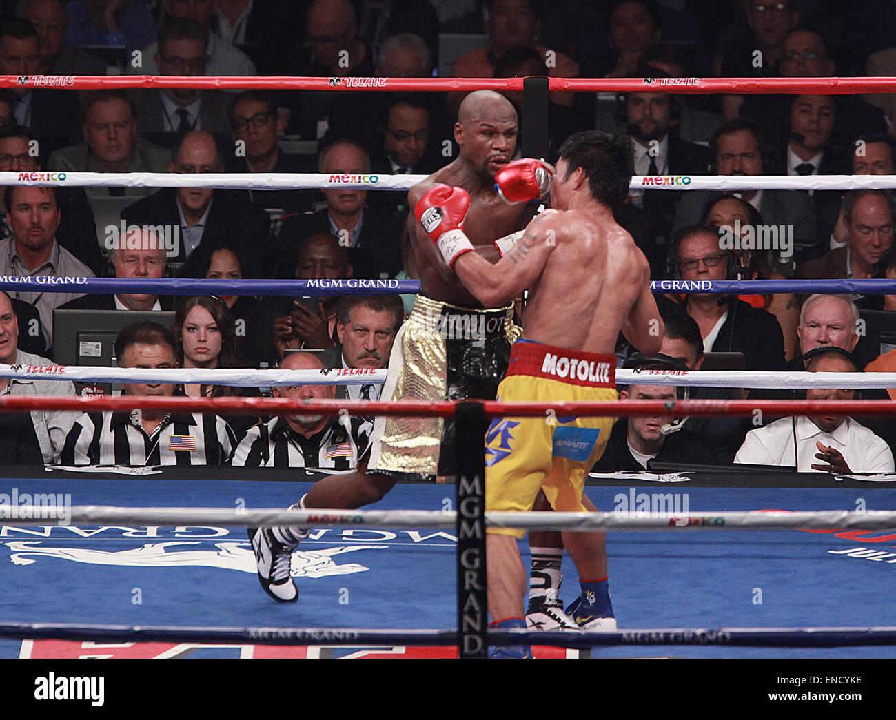 Las Vegas, Nevada, USA. 2nd May, 2015. Boxers Floyd Mayweather and ...