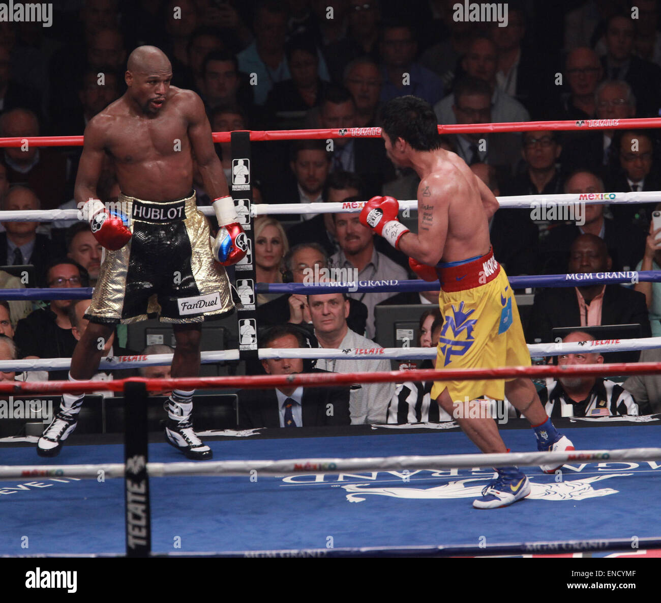 Las Vegas, Nevada, USA. 2nd May, 2015. Boxers Floyd Mayweather and ...