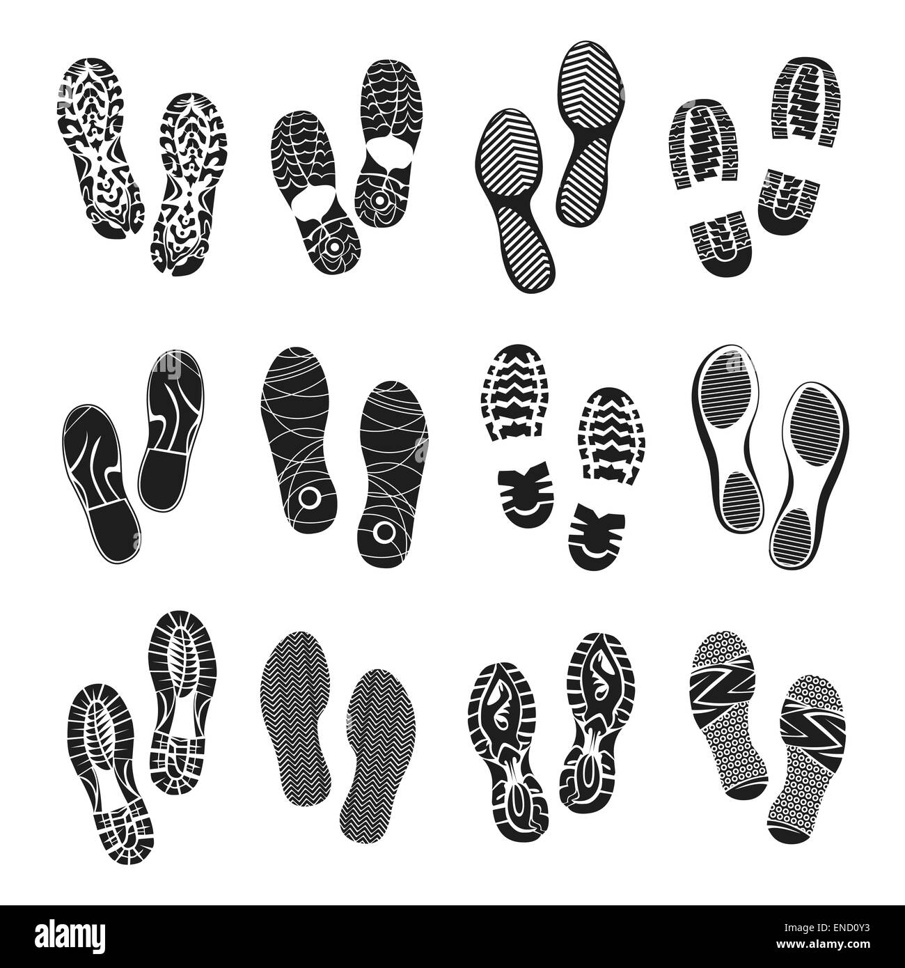 Footprints. Set of vector footprints collection isolated on white ...