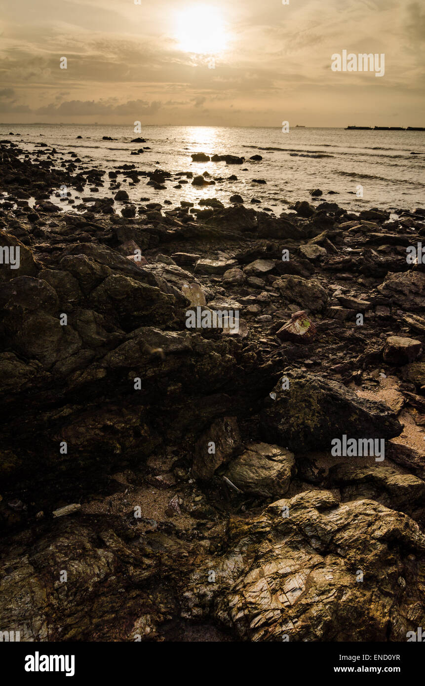 Rock and sea morning light in Thailand Stock Photo - Alamy