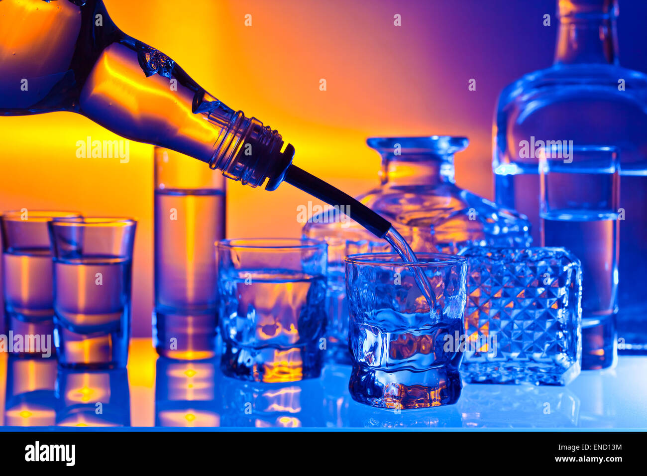 vodka in bar on a glass table Stock Photo - Alamy