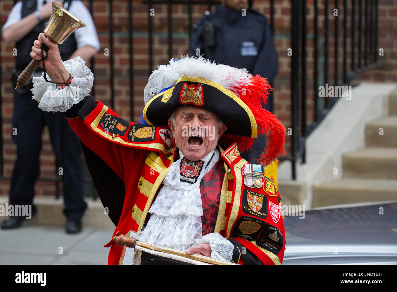 The town crier from Great Baddow in Essex proclaims the birth of a new ...