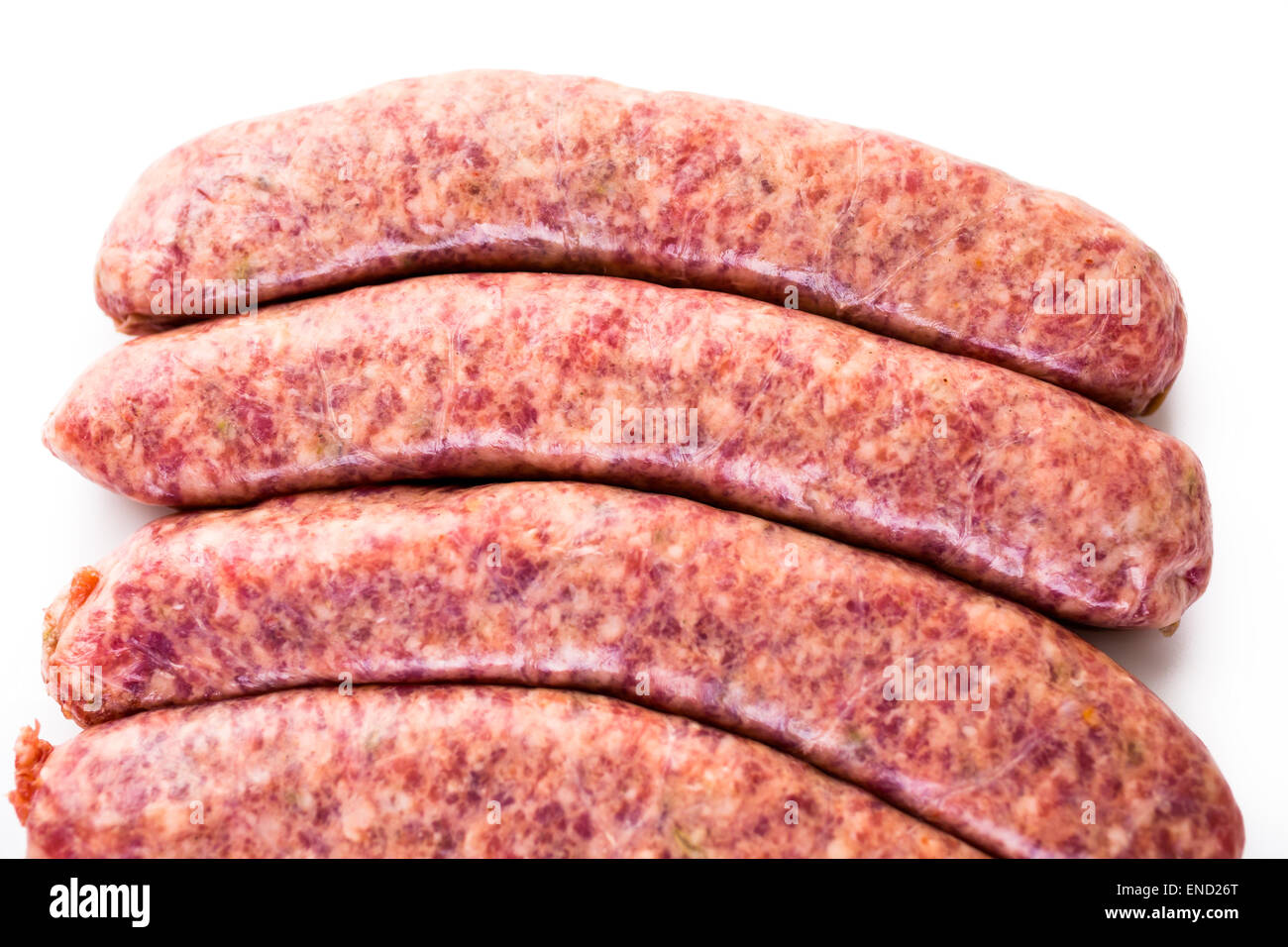 Raw Italian sausage on a white background Stock Photo - Alamy