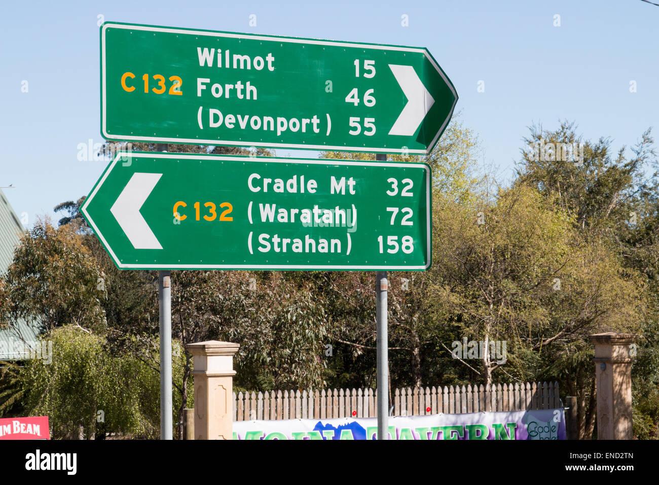 signpost in Tasmania Australia giving directions and distances Stock ...