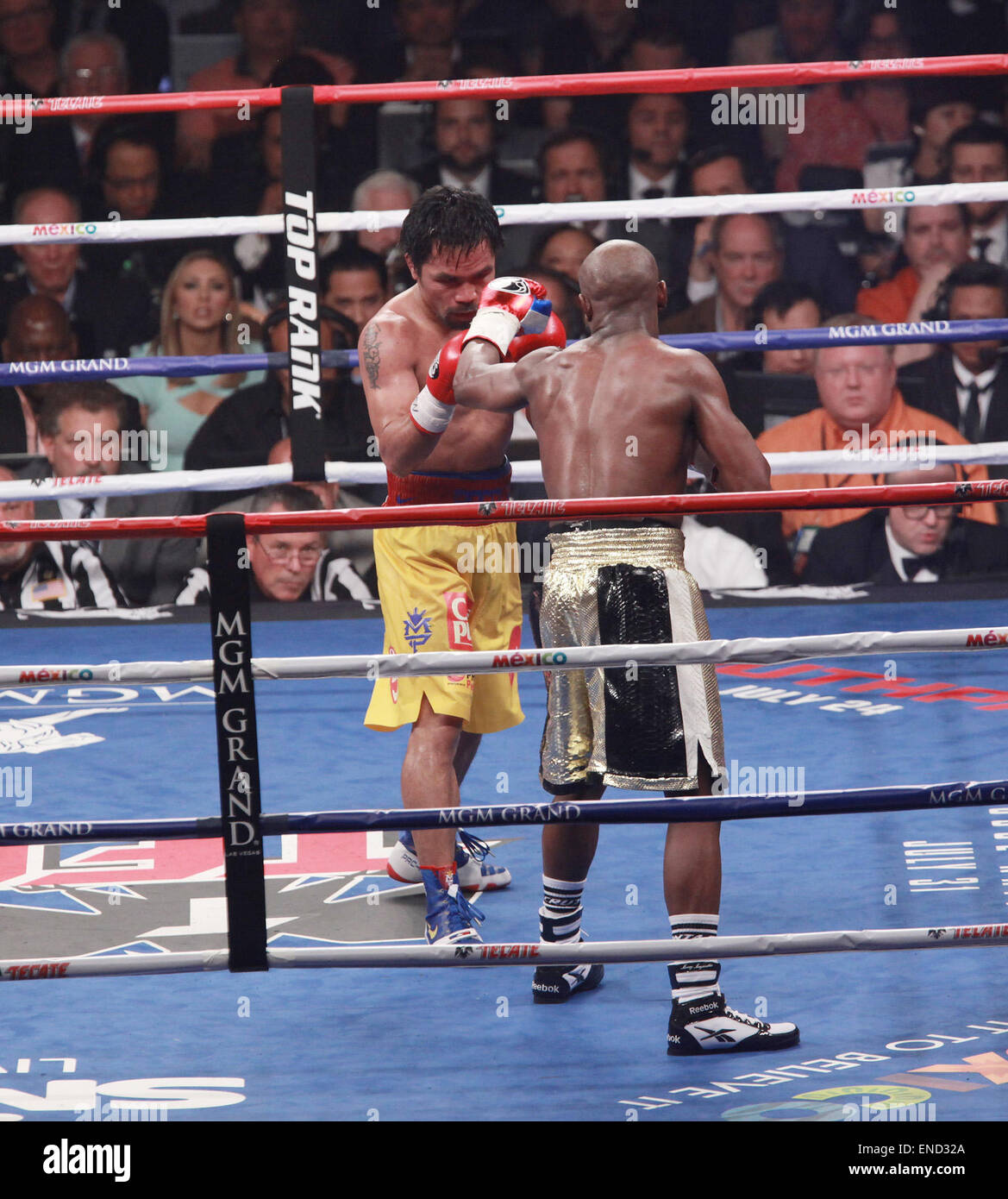 Las Vegas, Nevada, USA. 2nd May, 2015. Boxers FLOYD MAYWEATHER JR. and ...