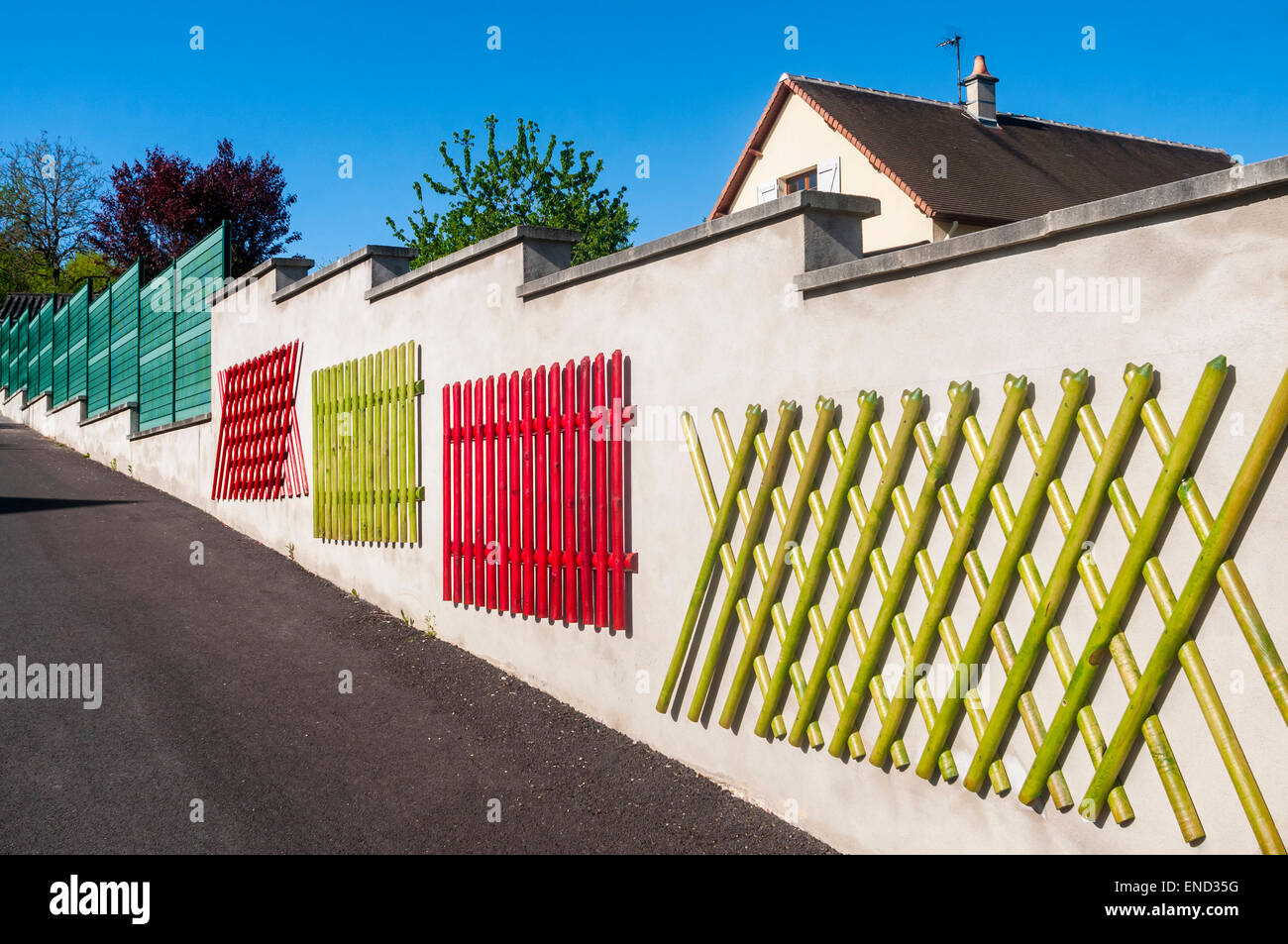 Decorative painted wooden trelliswork panels - France Stock Photo - Alamy