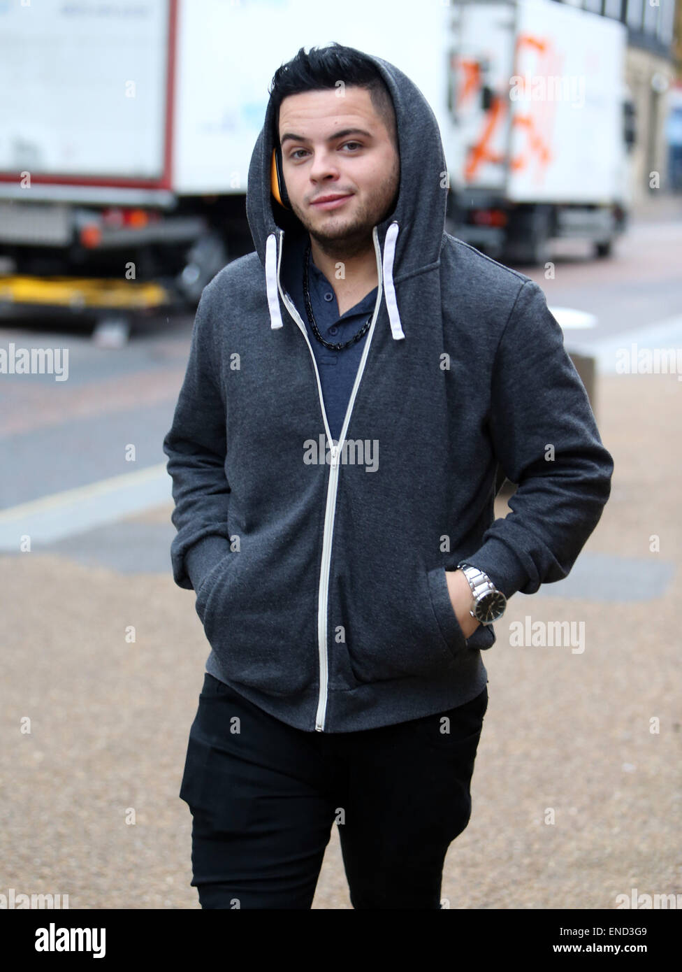 'X Factor' Paul Akister outside the ITV Studios. Paul walks to the shop ...