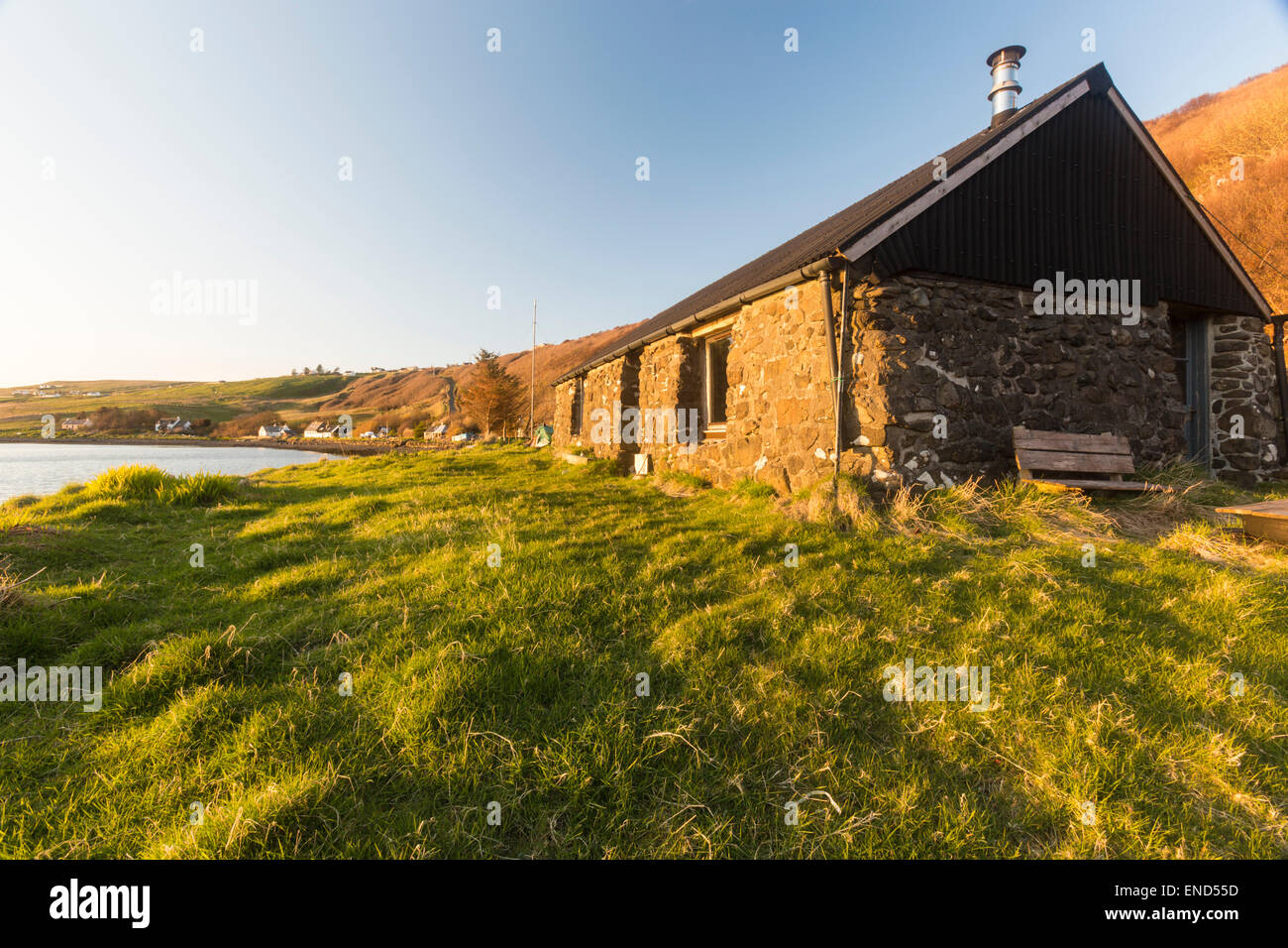 The bay at Waternish on the Isle of Skye during the Golden Hour Stock ...