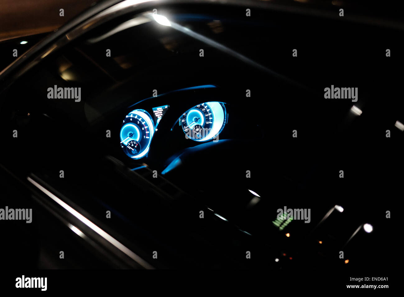 Car dashboard lit up at night Stock Photo - Alamy