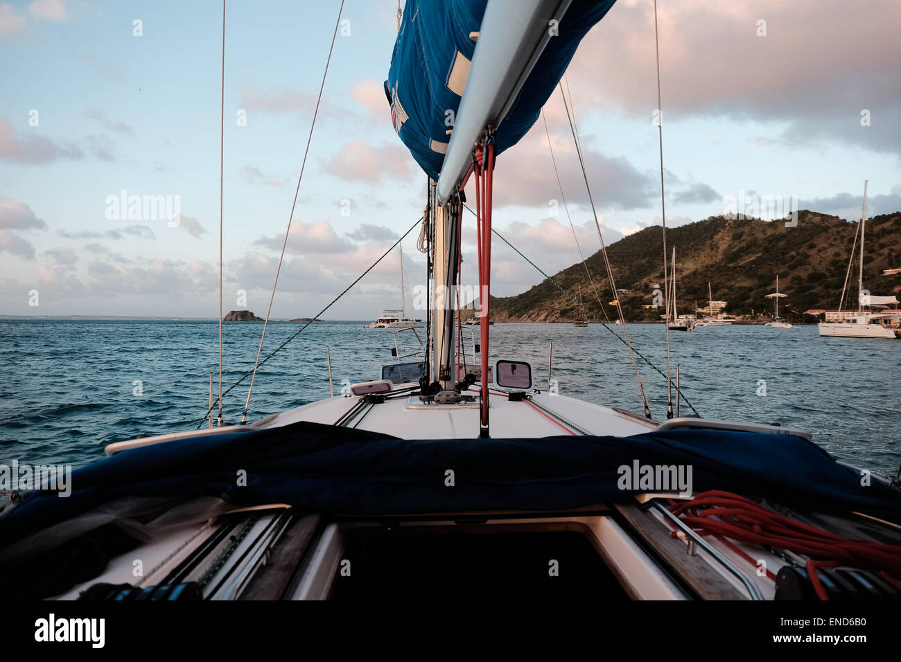 Yacht Cockpit, anchored at Gran Case, St Martin Stock Photo - Alamy