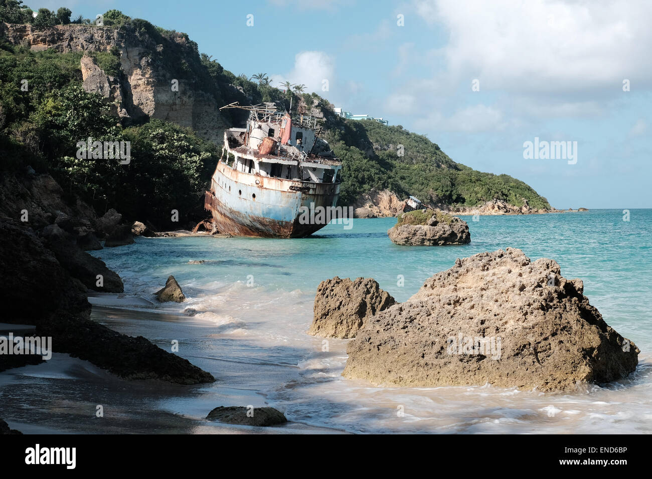 Rusting abandoned ship beached near Road Bay, Anguilla Stock Photo - Alamy