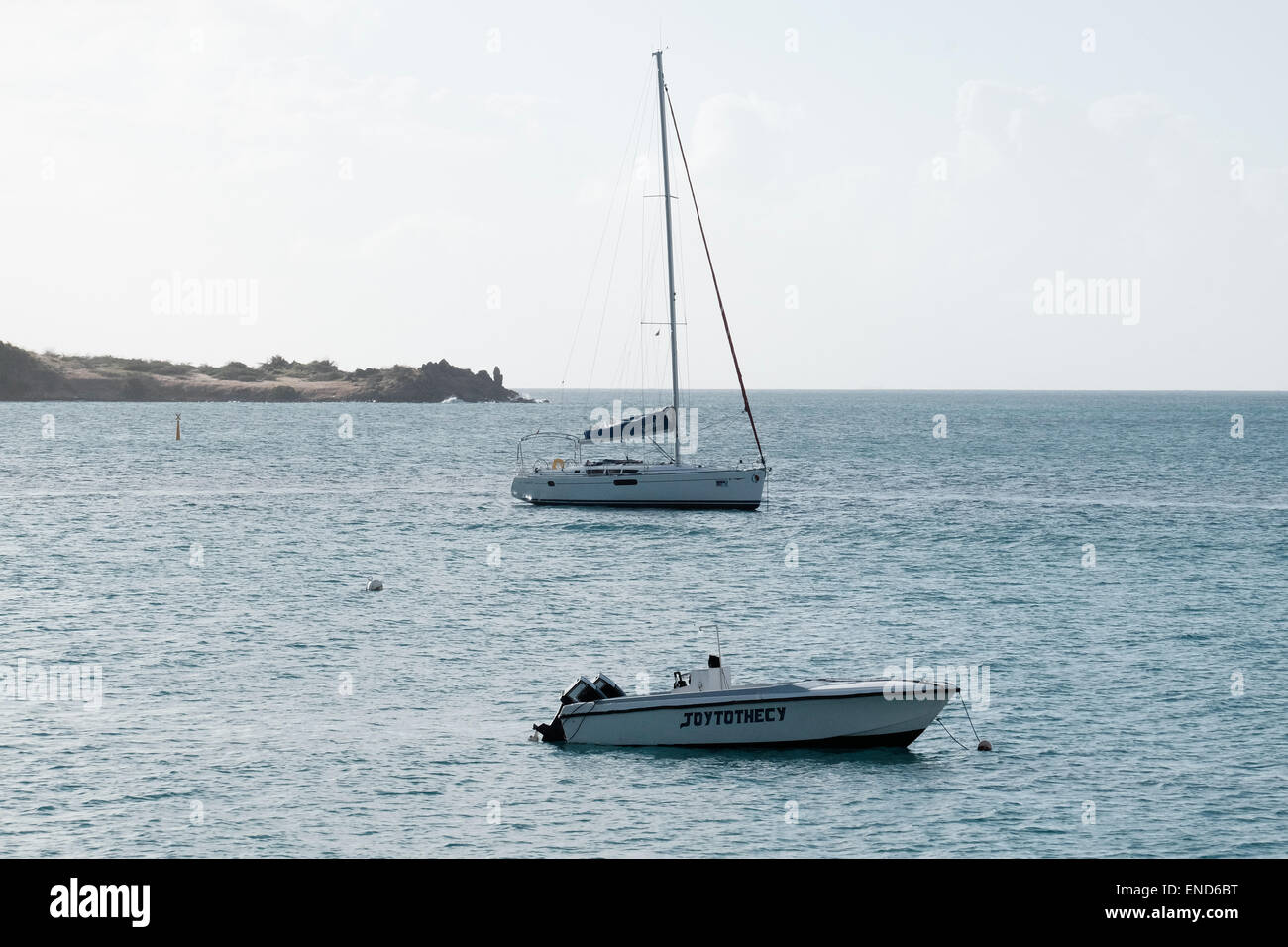 Yacht anchored in Gran Case, Caribbean Stock Photo - Alamy