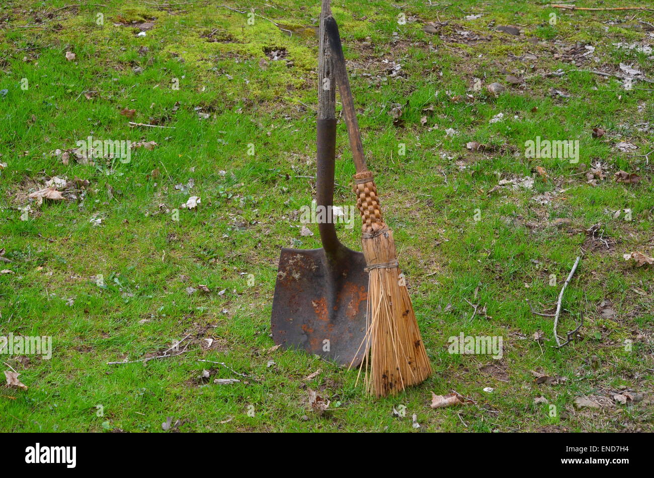 Shovel and broom Stock Photo - Alamy