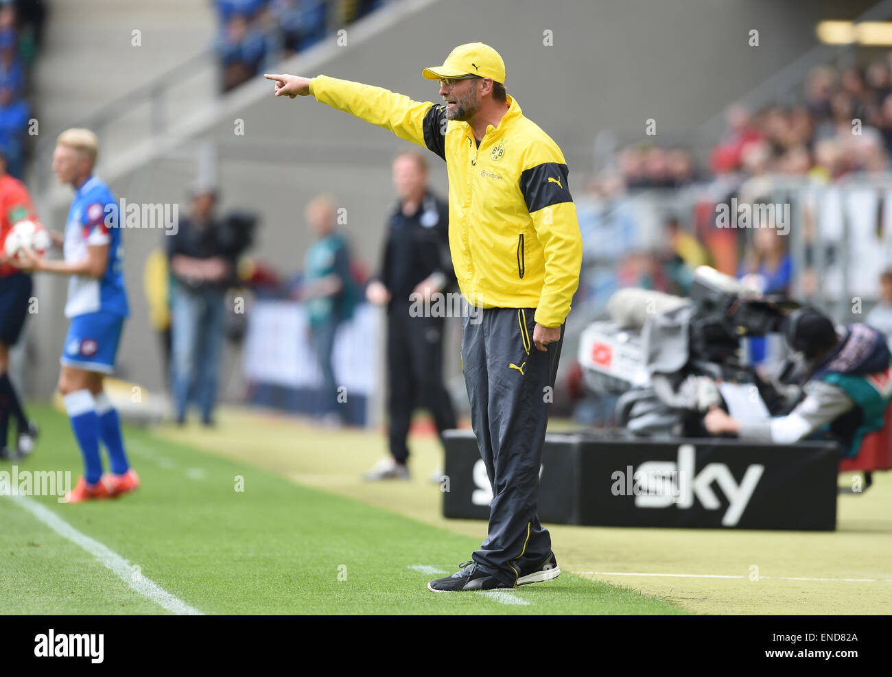 Sinsheim, Germany. 2nd May, 2015. Dortmund's coach Juergen Klopp reacts ...