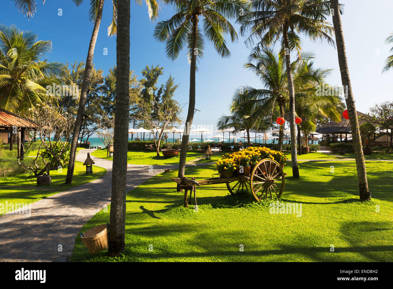 PHAN THIET, VIETNAM - FEBRUARY 07, 2014: Seaside resort on the beaches ...