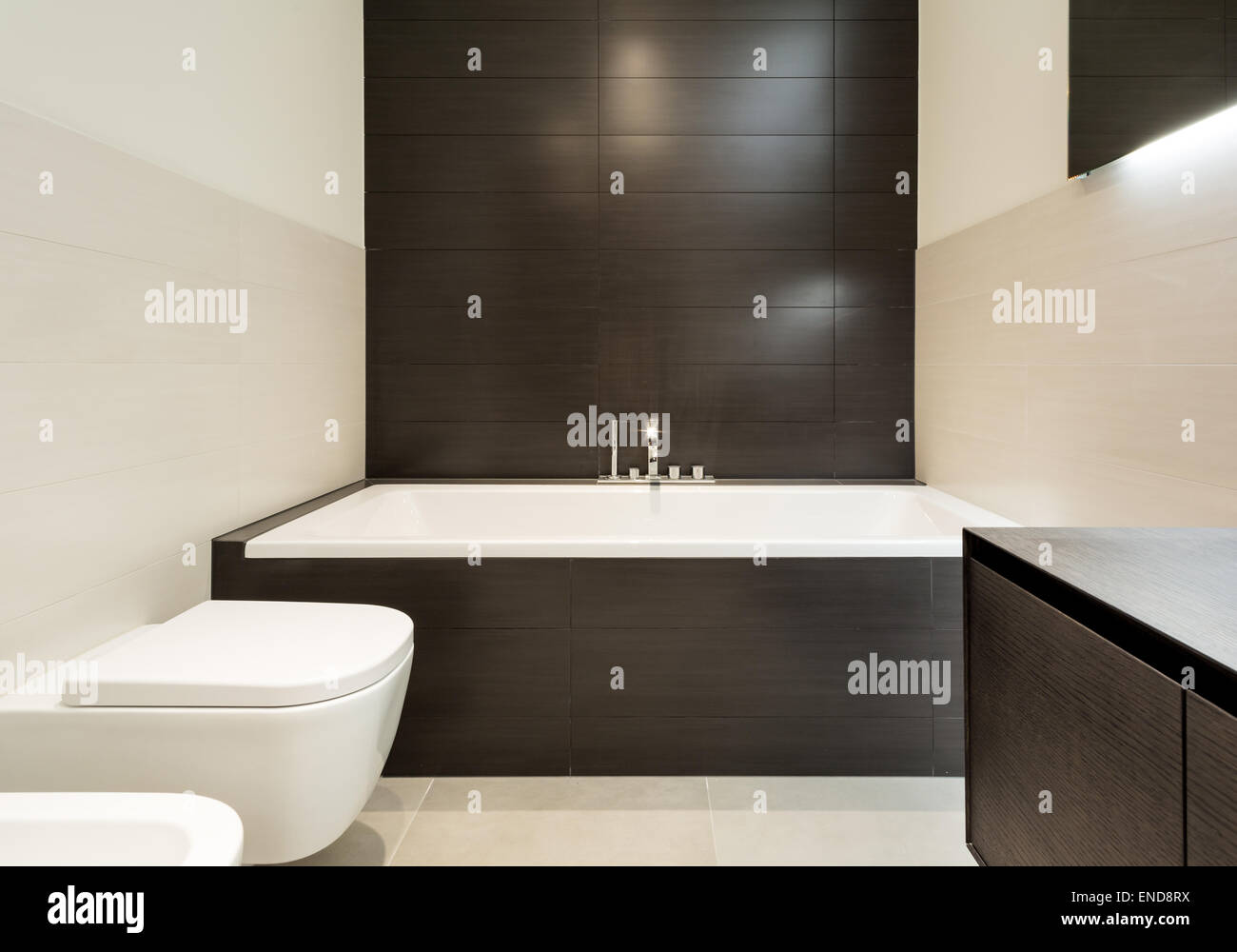 comfortable bathroom of a modern house, bathtub view Stock Photo - Alamy