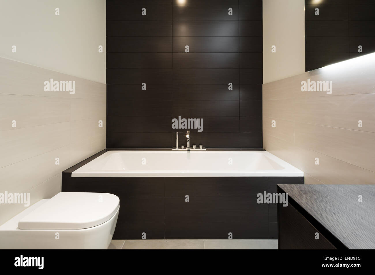 comfortable bathroom of a modern house, bathtub view Stock Photo - Alamy