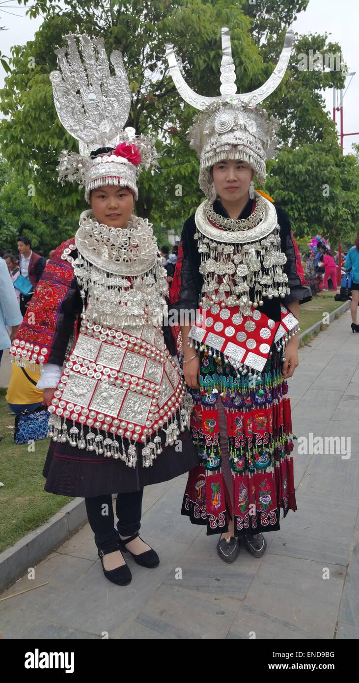 Taijiang County, China. 3rd May, 2015. Local people of Miao ethnic ...