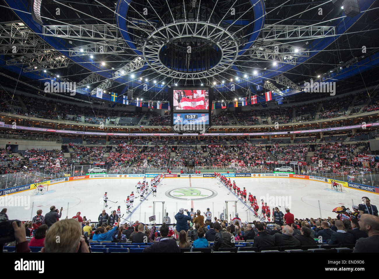 Prague, Czech Republic. 2nd May, 2015. A view of the crowded O2 Arena ...