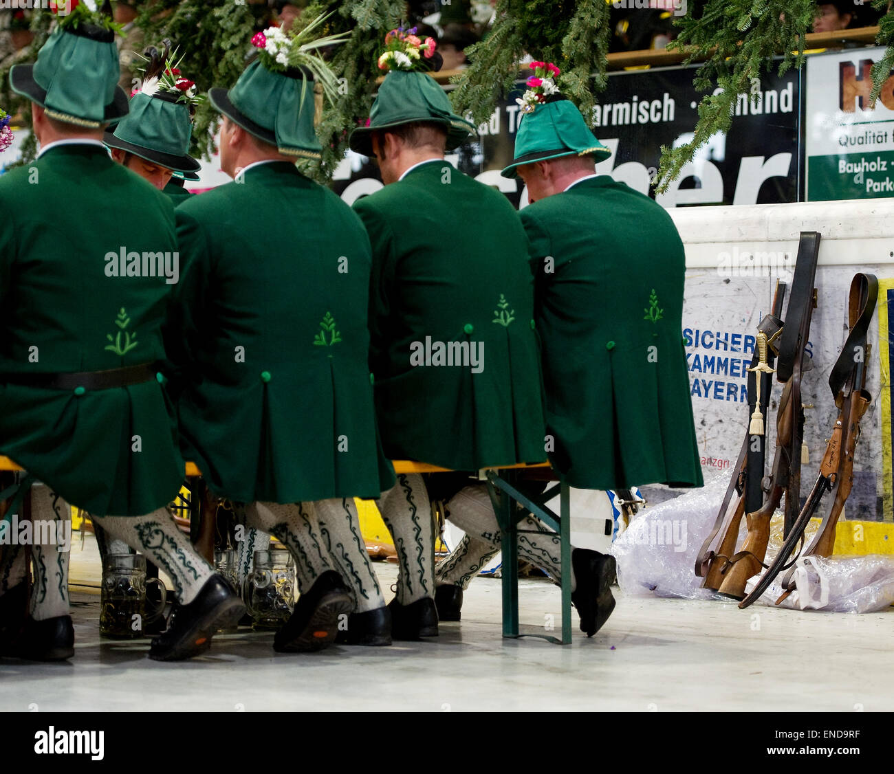 Bald Toelz, Germany. 3rd May, 2015. Bavarian mountain marksmen dressed ...