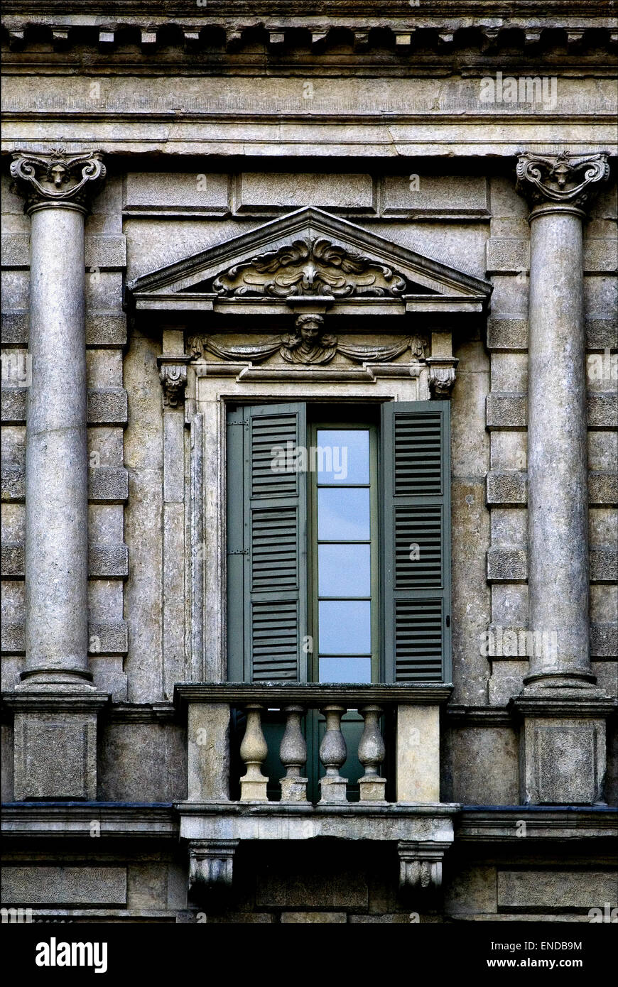 a old terrace column and glass in verona italy Stock Photo - Alamy