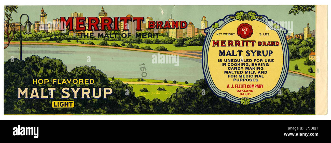 This vintage label features hop-flavored malt syrup, produced by the ...