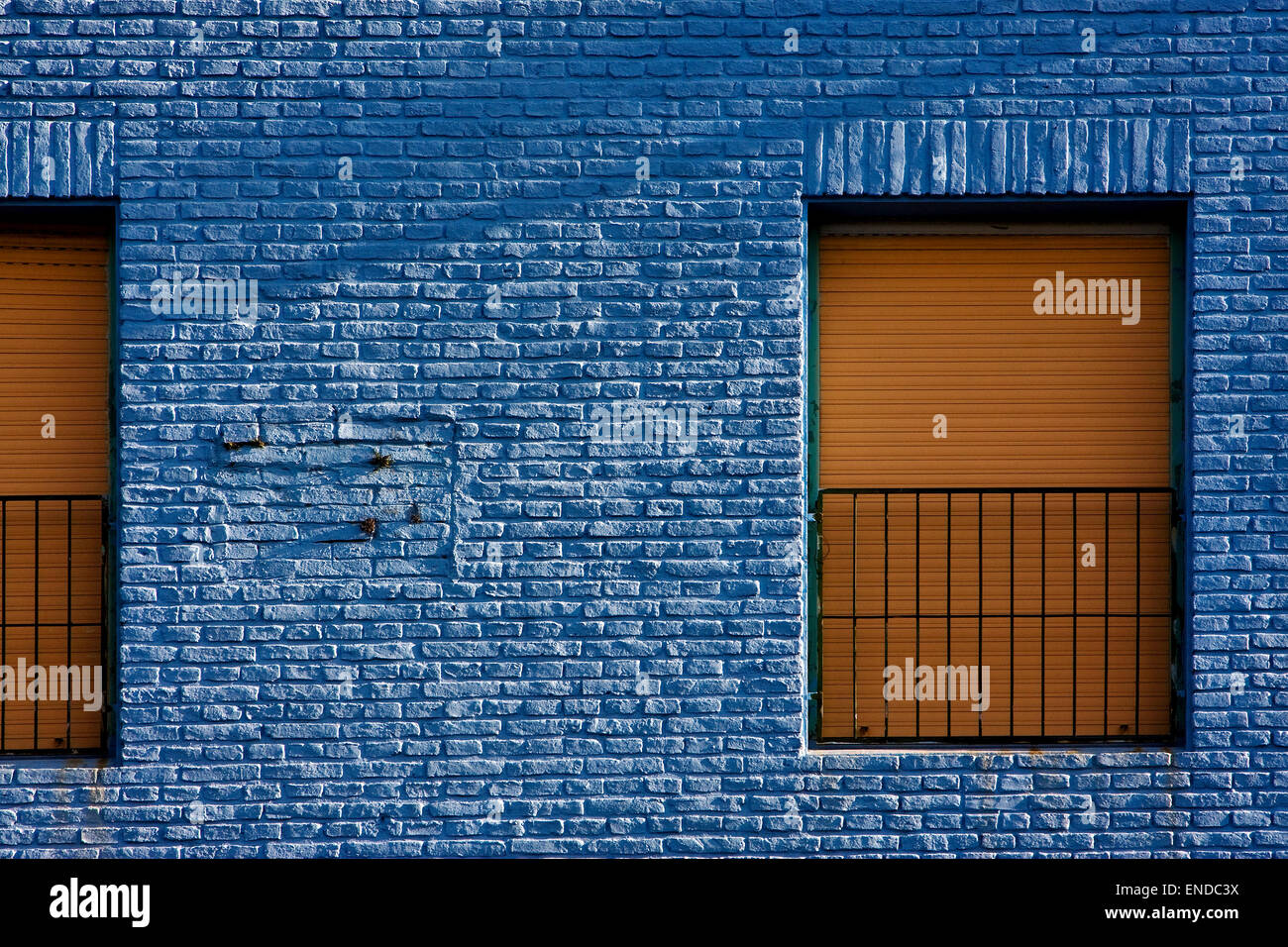 old yellow window in light blue wall in the centre of la boca buenos ...