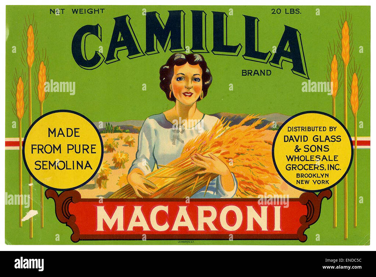 Macaroni label, Camilla Brand, Lehmann Printing and Lithographing Co ...