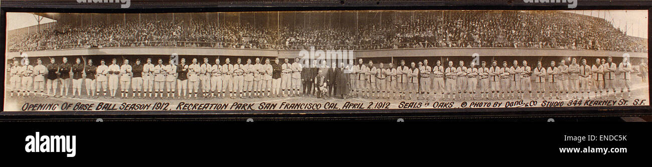 This historical image captures the opening of the 1912 baseball season ...