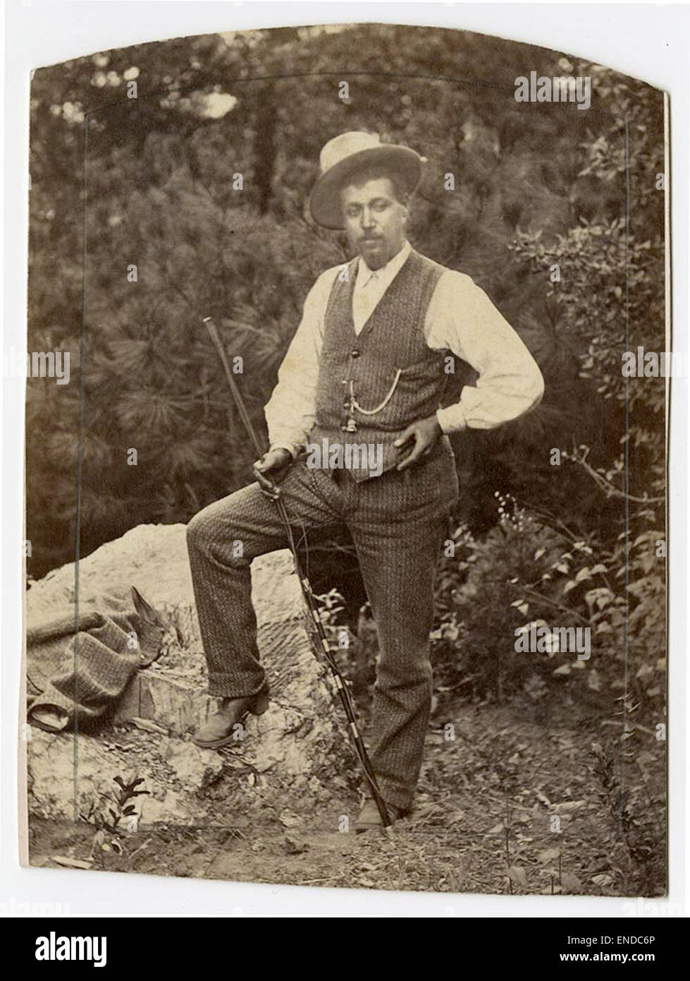 This photograph features George Monroe, a stagecoach driver in Yosemite ...