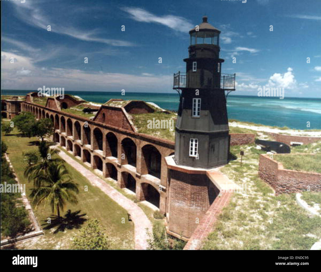 Fort Jefferson Lighthouse on Garden Key is an important landmark ...
