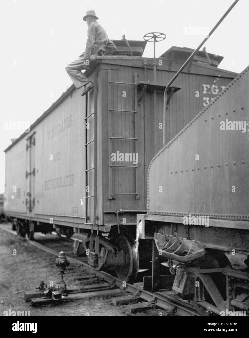 Railroad refrigerator car Black and White Stock Photos & Images - Alamy