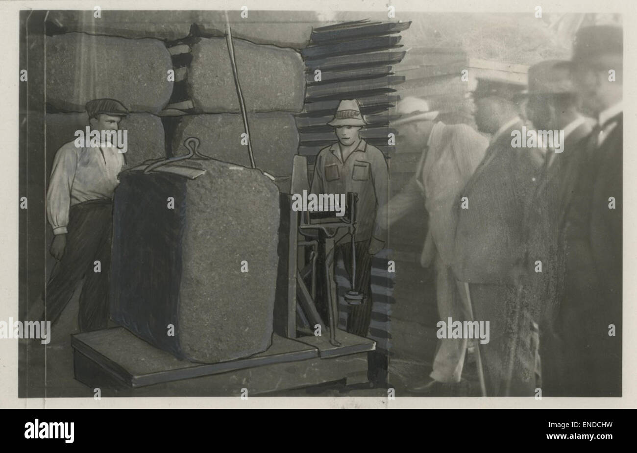 This image shows workers weighing peat at the Ulila power plant, an ...