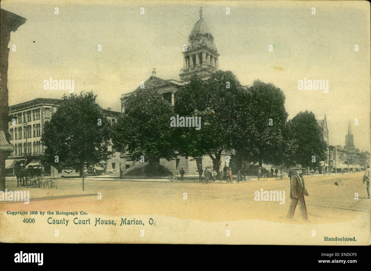This image features a postcard view of the County Court House in Marion ...