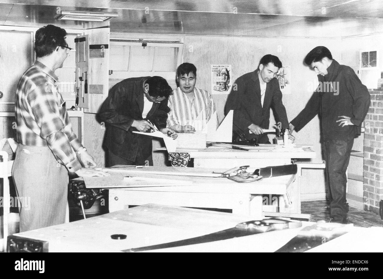This photograph features a manual training class, likely from the early ...