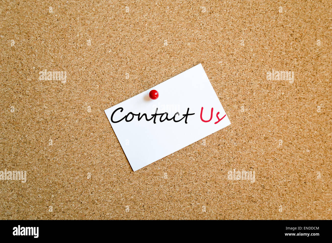 Sticky Note On Cork Board Background Contact Us Concept Stock Photo - Alamy