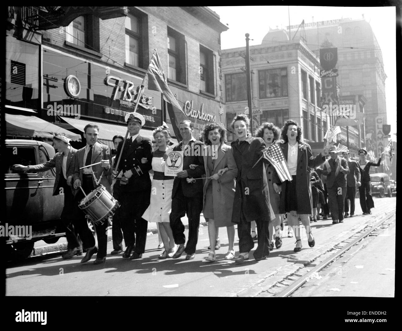 Post world war ii celebrations Black and White Stock Photos & Images ...