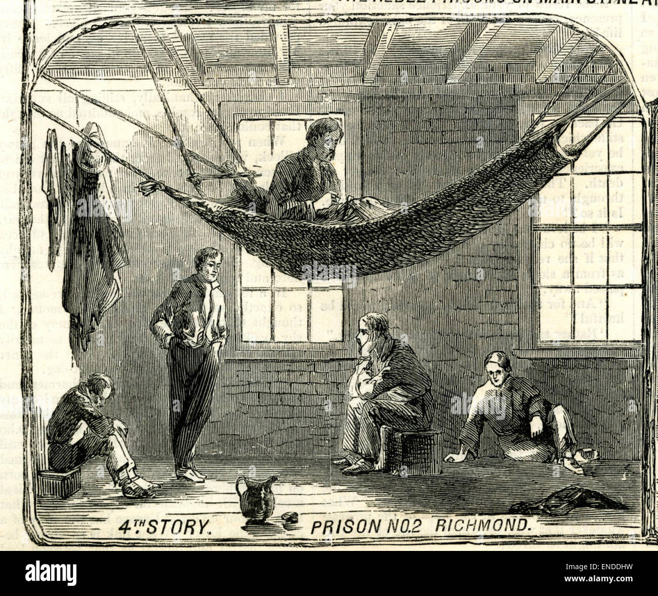 This historical image depicts the prison and jailers at Richmond ...