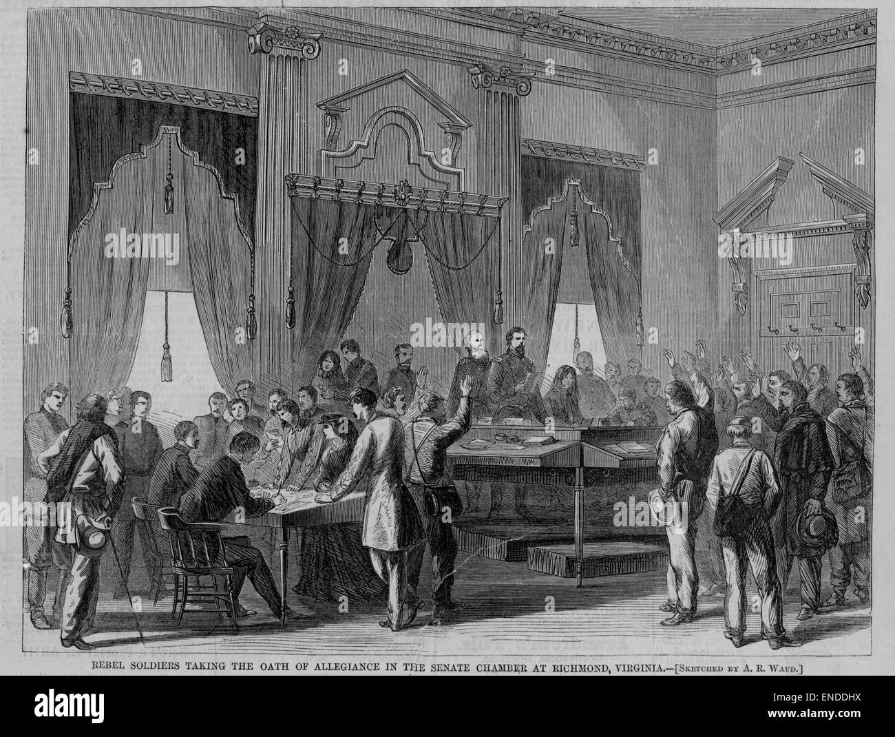 This historical scene shows rebel soldiers swearing an oath of ...