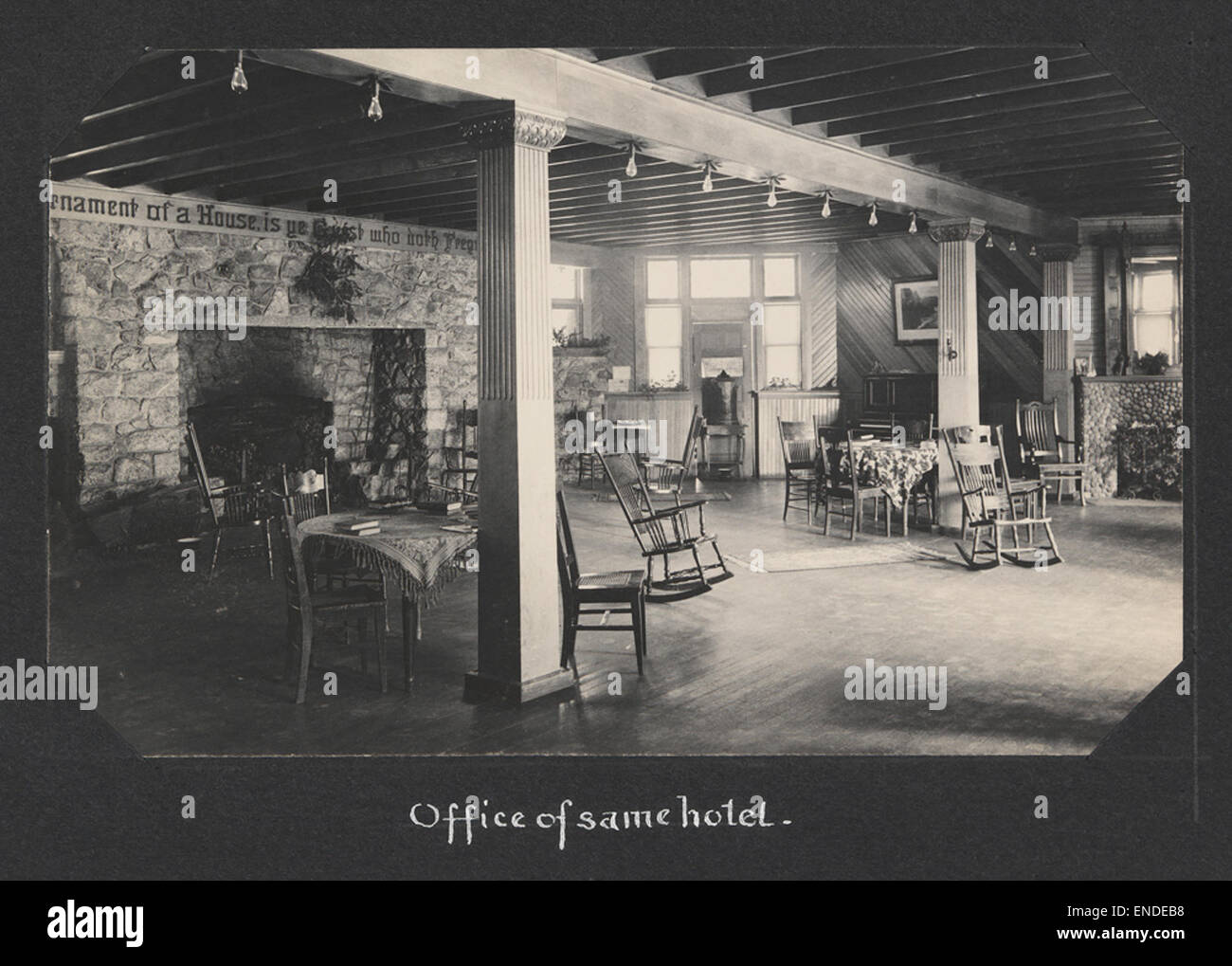 This photograph from the U.S. West shows the interior of a hotel room ...