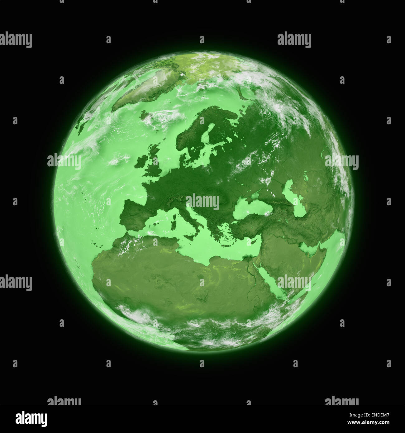 Europe on blue planet Earth isolated on black background. Highly ...