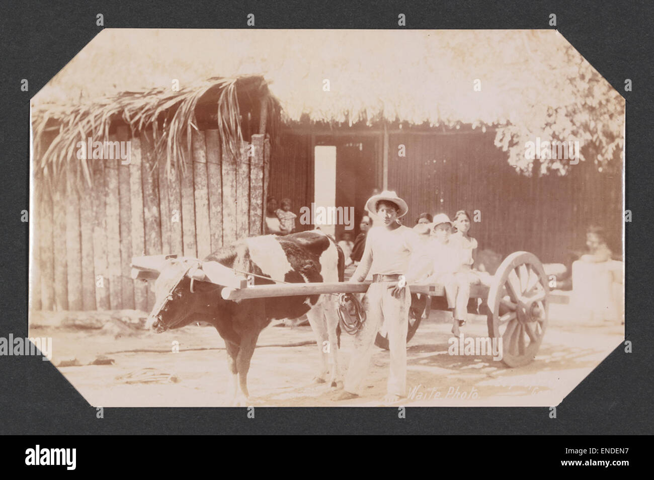 This image shows traditional carts with thatched roofs, a common sight ...