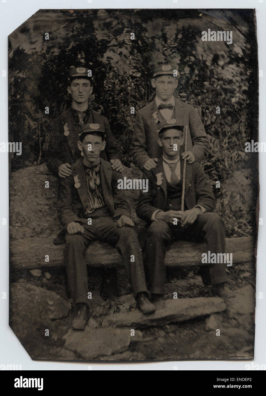 This historical photograph shows the Four Sons of Union Veterans of the ...