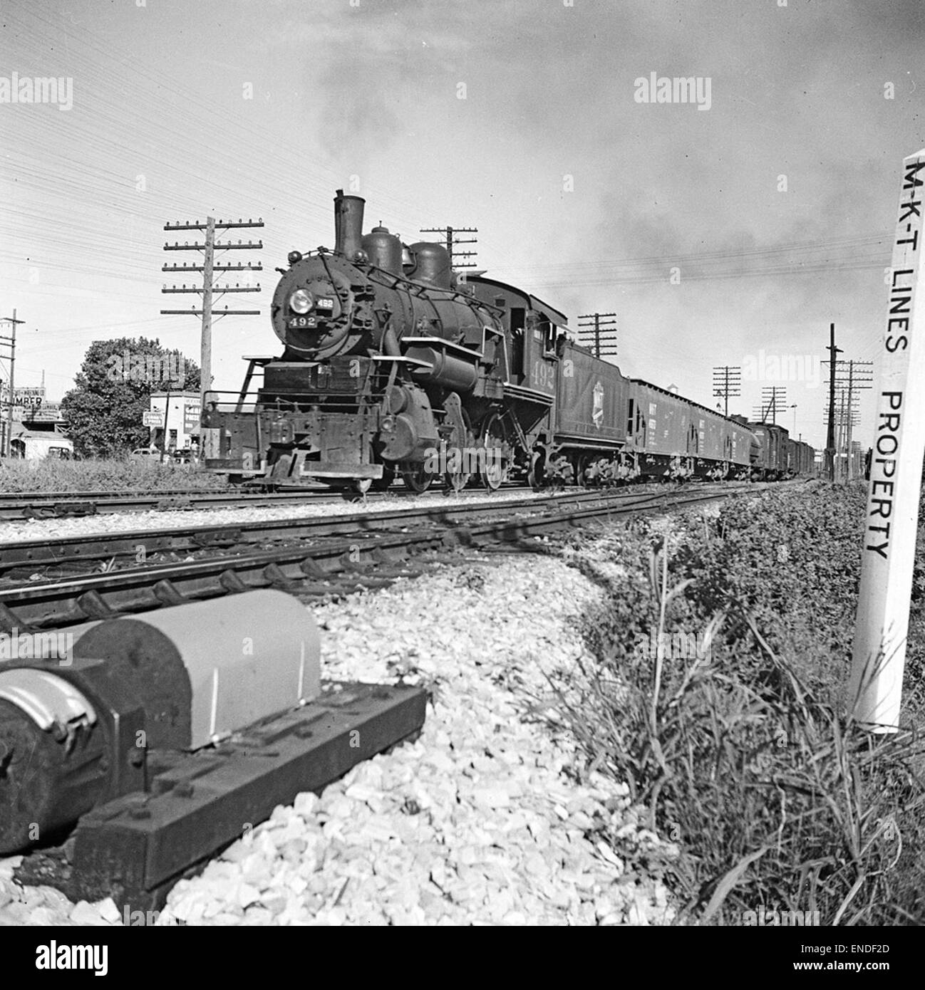 Locomotive No. 492 of the Missouri-Kansas-Texas Railway (MKT) is ...