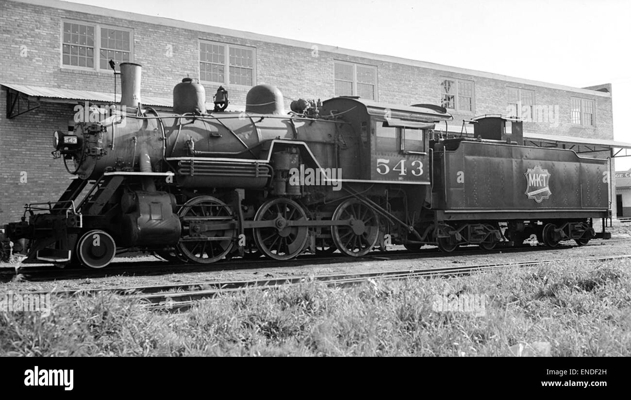 Missouri-Kansas-Texas Railway Locomotive No. 543, with its tender, is ...