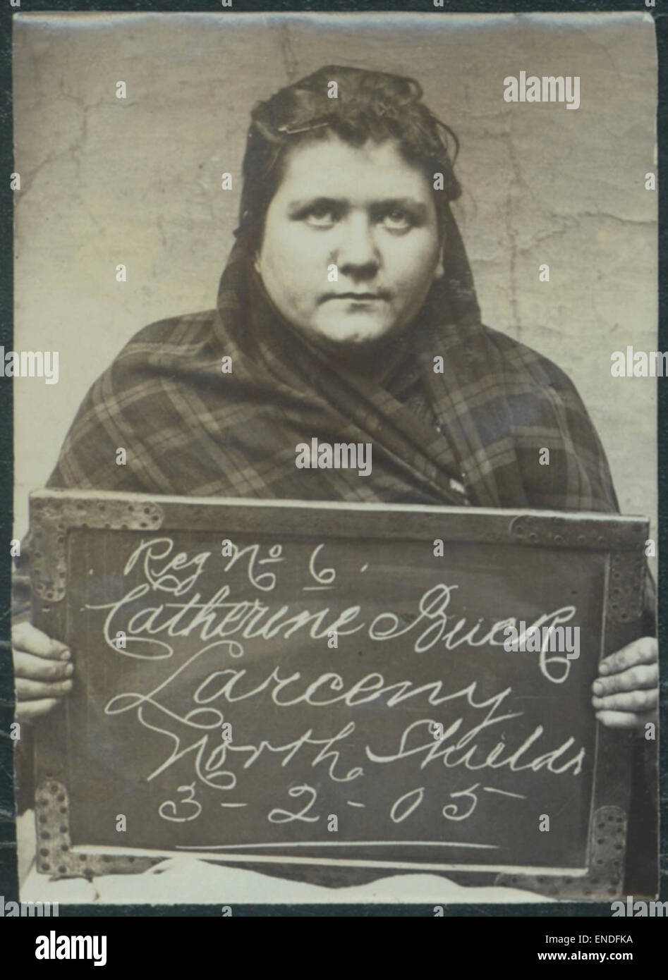 Catherine Buck's mug shot was taken at the North Shields Police Station ...