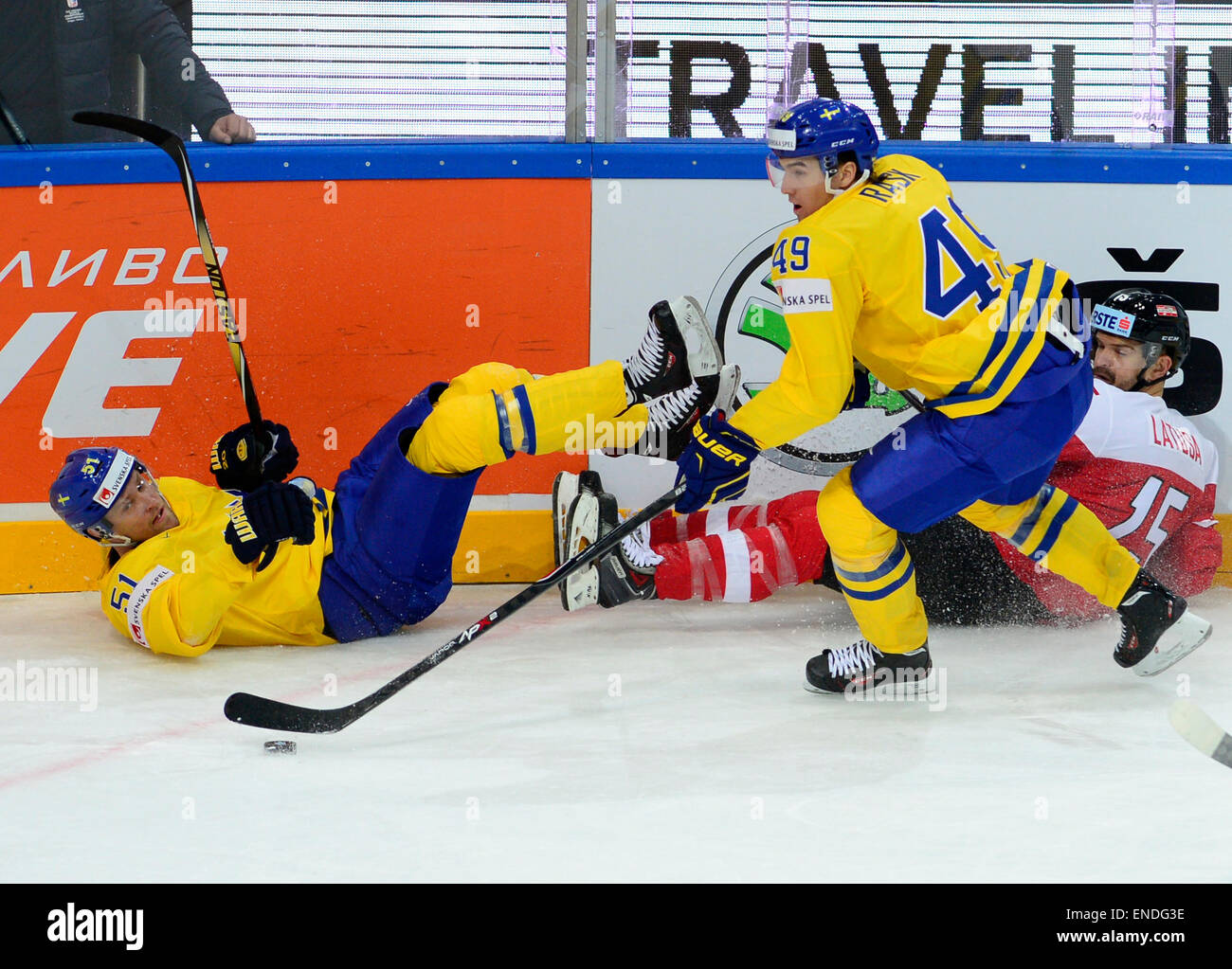 Prague, Czech Republic. 3rd May, 2015. Left to right: Jonas Ahnelov and ...